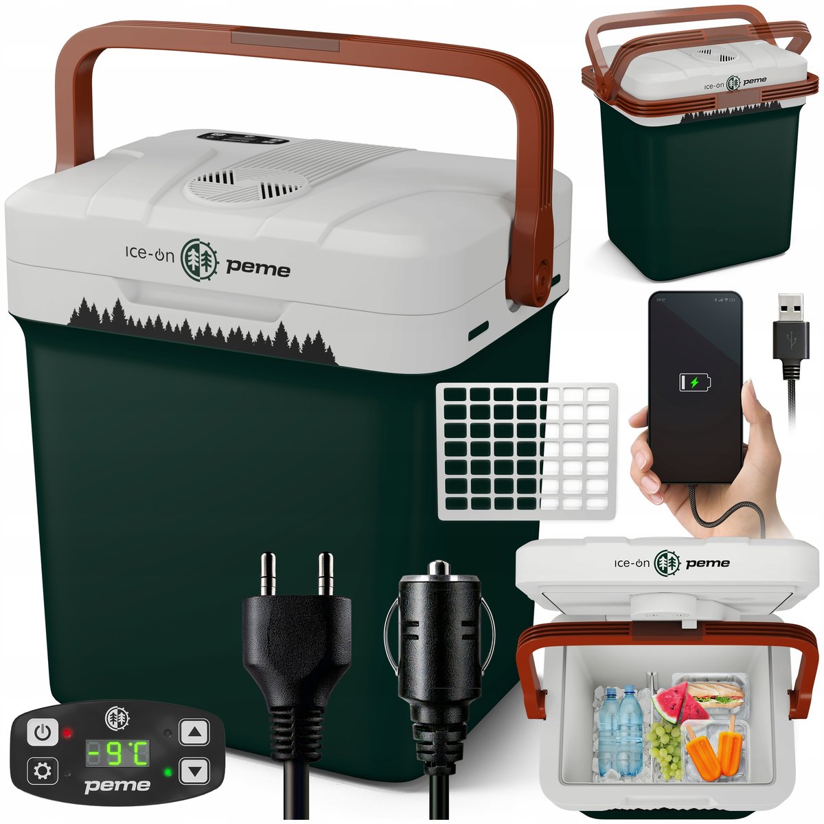 Lodówka turystyczna Ice-On 27 samochodowa funkcja grzania 12v 230v USB ...