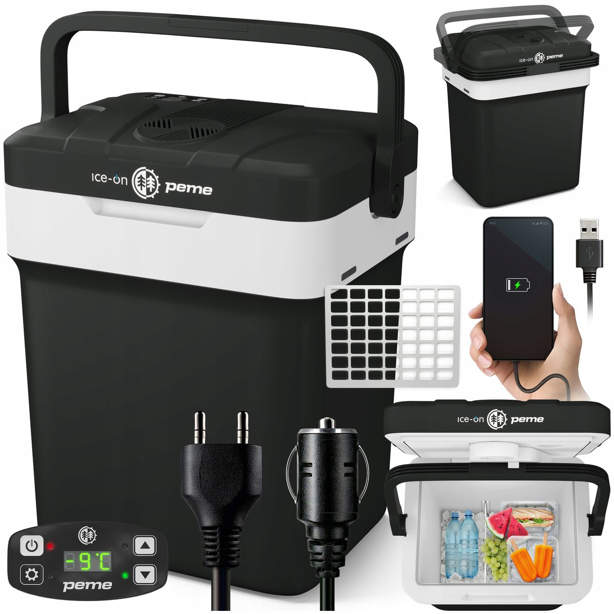 Lodówka turystyczna Ice-On 32 samochodowa funkcja grzania 12v 230v USB ...