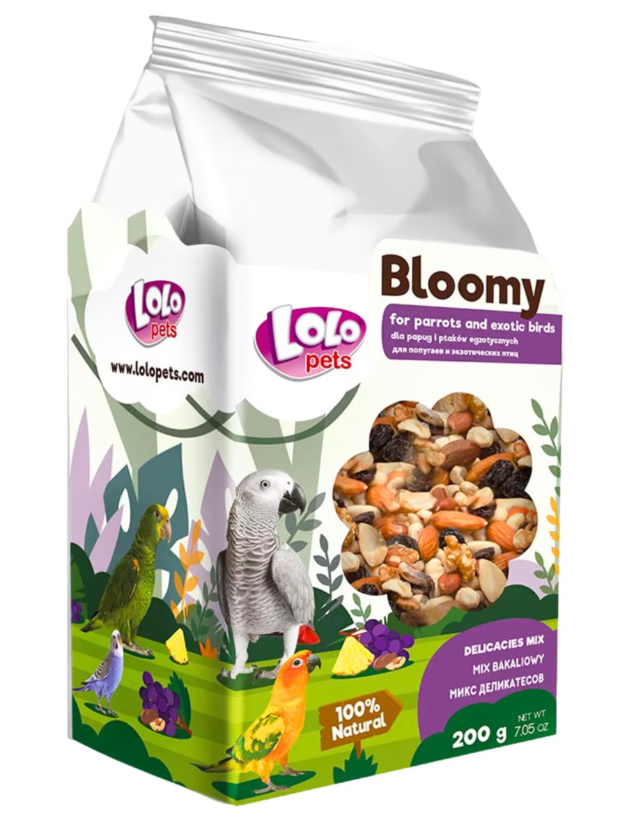 LoLo Pets Bloomy Mix bakaliowy dla Papug i Ptaków Egzotycznych 200g ...
