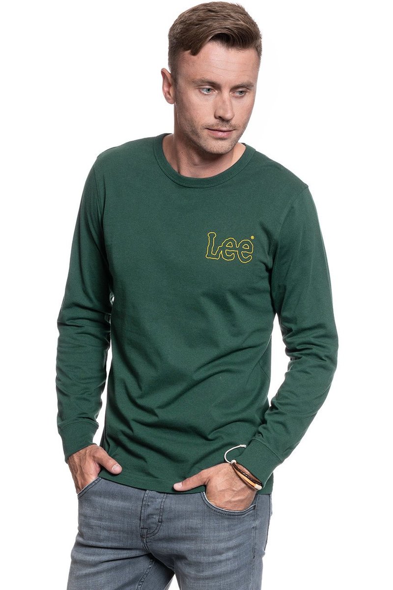 Longsleeve Lee Outline Logo Ls Dk Bottle Green L60Gfebb-S - LEE | Sport ...