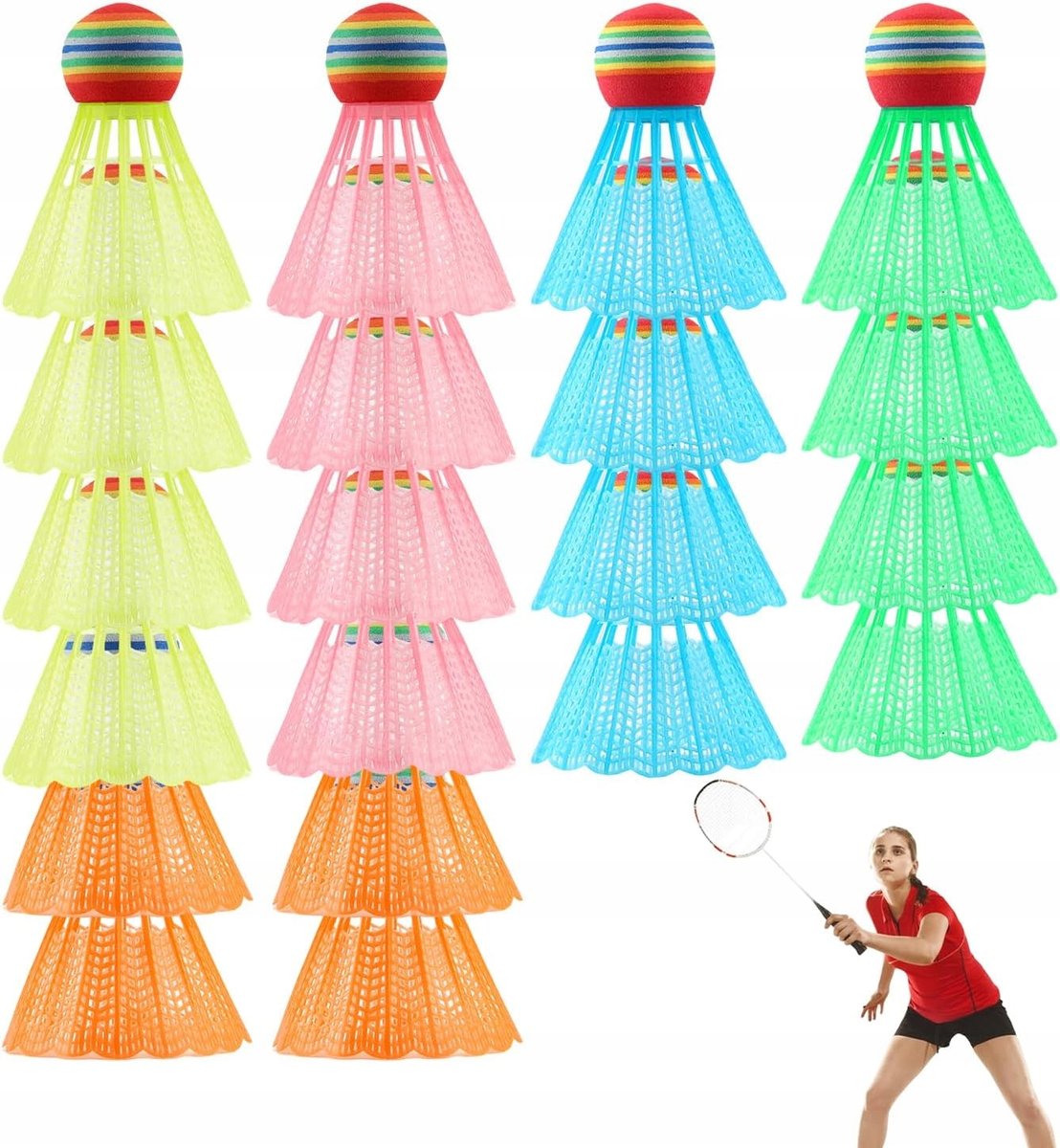 LOTKI DO BADMINTONA x10 LOTKI BADMINTON KOLOROWE TRENINGOWE PLASTIKOWE ...