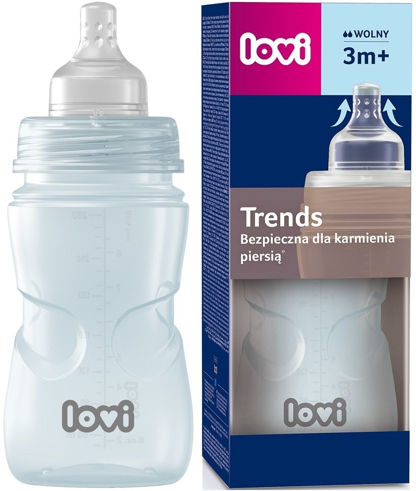 LOVI Butelka antykolkowa TRENDS dynamiczny smoczek Supervent 250ml 3m+ - Lovi | Sklep EMPIK.COM
