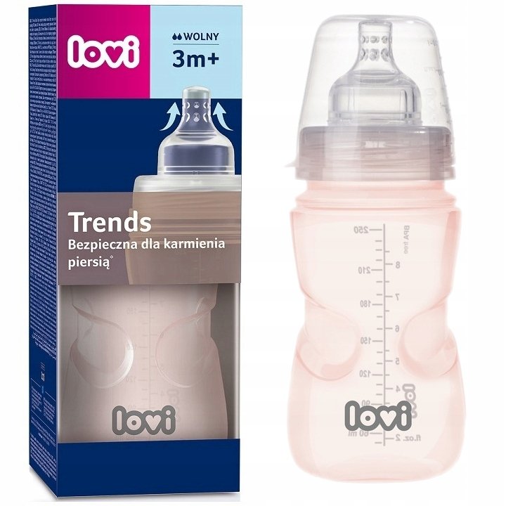 Lovi Butelka Trends + Smoczek Dynamiczny 250ml 3M+ Pink 21/563 - Lovi | Sklep EMPIK.COM