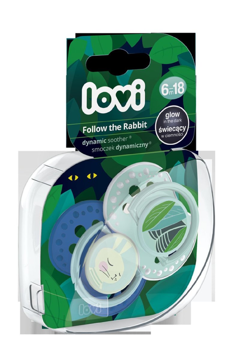 Lovi, Follow The Rabbit, Smoczek uspokajający, dynamiczny, 6-18m, 2 szt. - Lovi | Sklep EMPIK.COM
