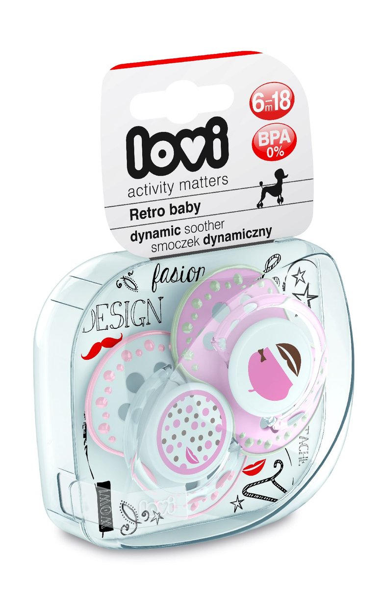 Lovi, Smoczek dynamiczny Retro baby, 6-18m, 2 szt. - Lovi | Sklep EMPIK.COM