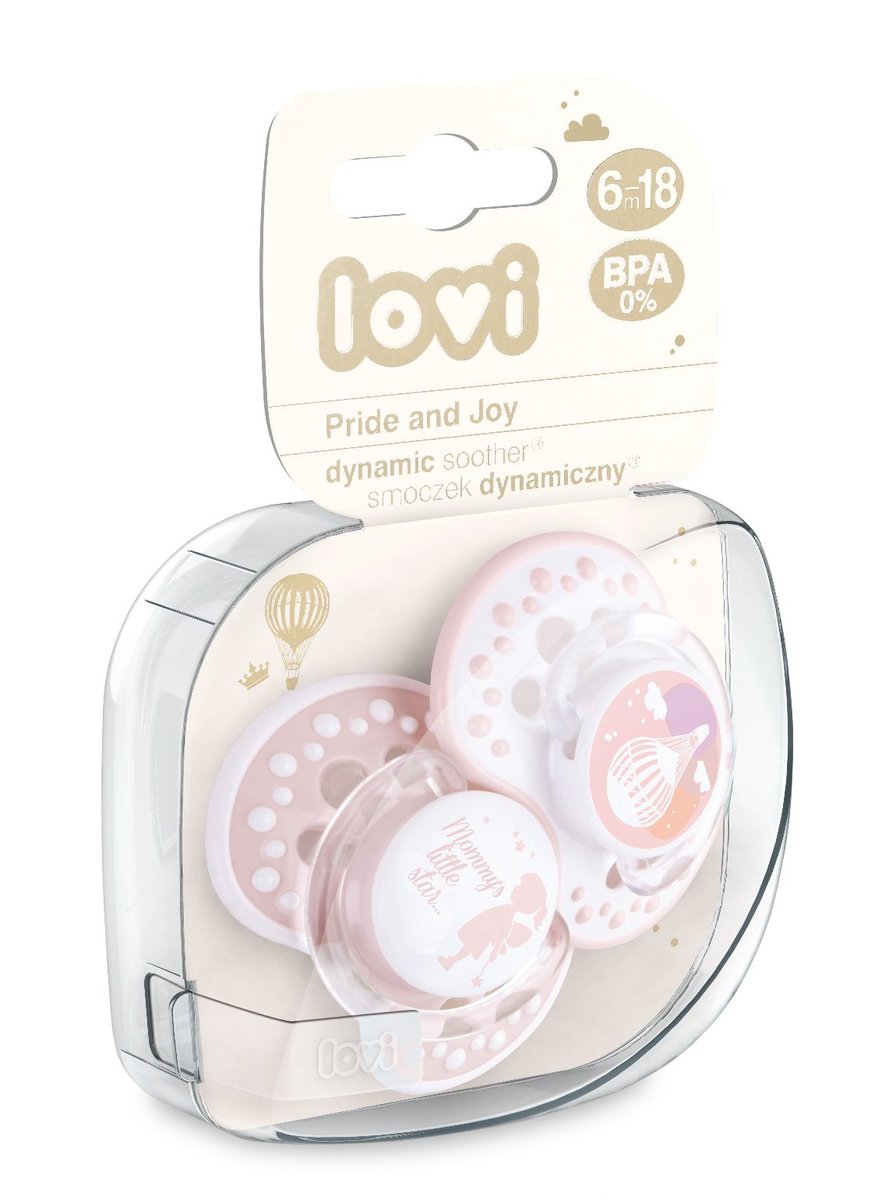 Lovi, Smoczek uspokajający, dynamiczny, Pride&Joy, 6-18 m, 2 szt. - Lovi | Sklep EMPIK.COM