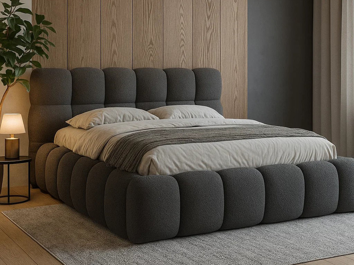 Łóżko 140x200 Coco bouclé tapicerowane z pojemnikiem, Quelle 92 - Meble ...