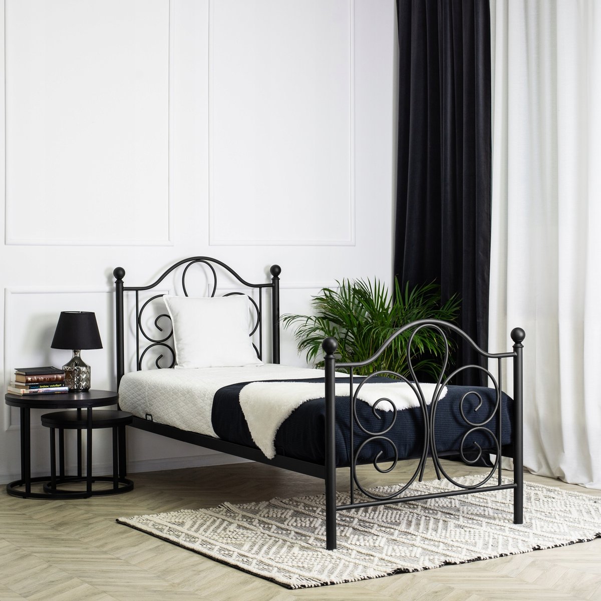 Łóżko 90x200 Metalowe Jednoosobowe Pojedyncze Młodzieżowe Vintage LORDI ...