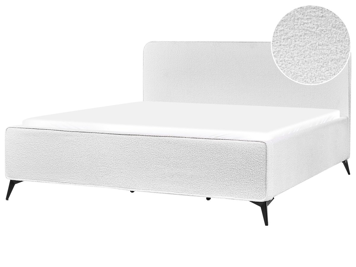 Łóżko boucle 180 x 200 cm złamana biel VALOGNES - Beliani | Sklep EMPIK.COM