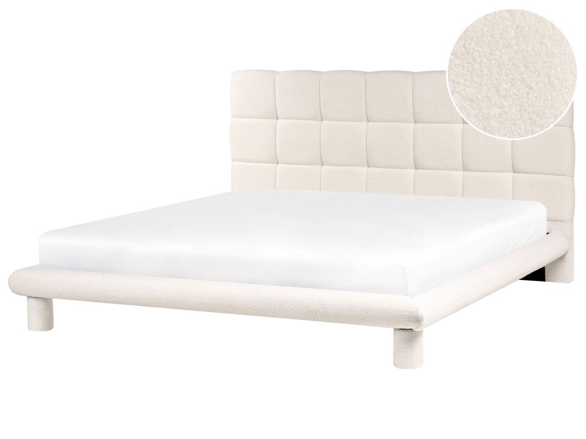 Łóżko Boucle CRESSAT 180 x 200 cm Złamana biel - Beliani | Sklep EMPIK.COM