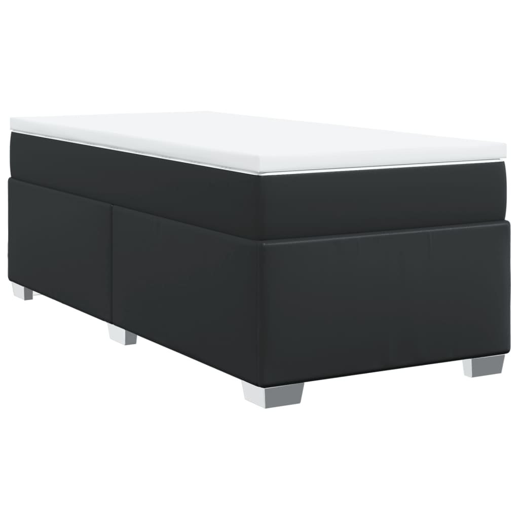 Łóżko kontynentalne czarne 200 x 90 x 46 cm z materacem 90 x 200 x 20 ...