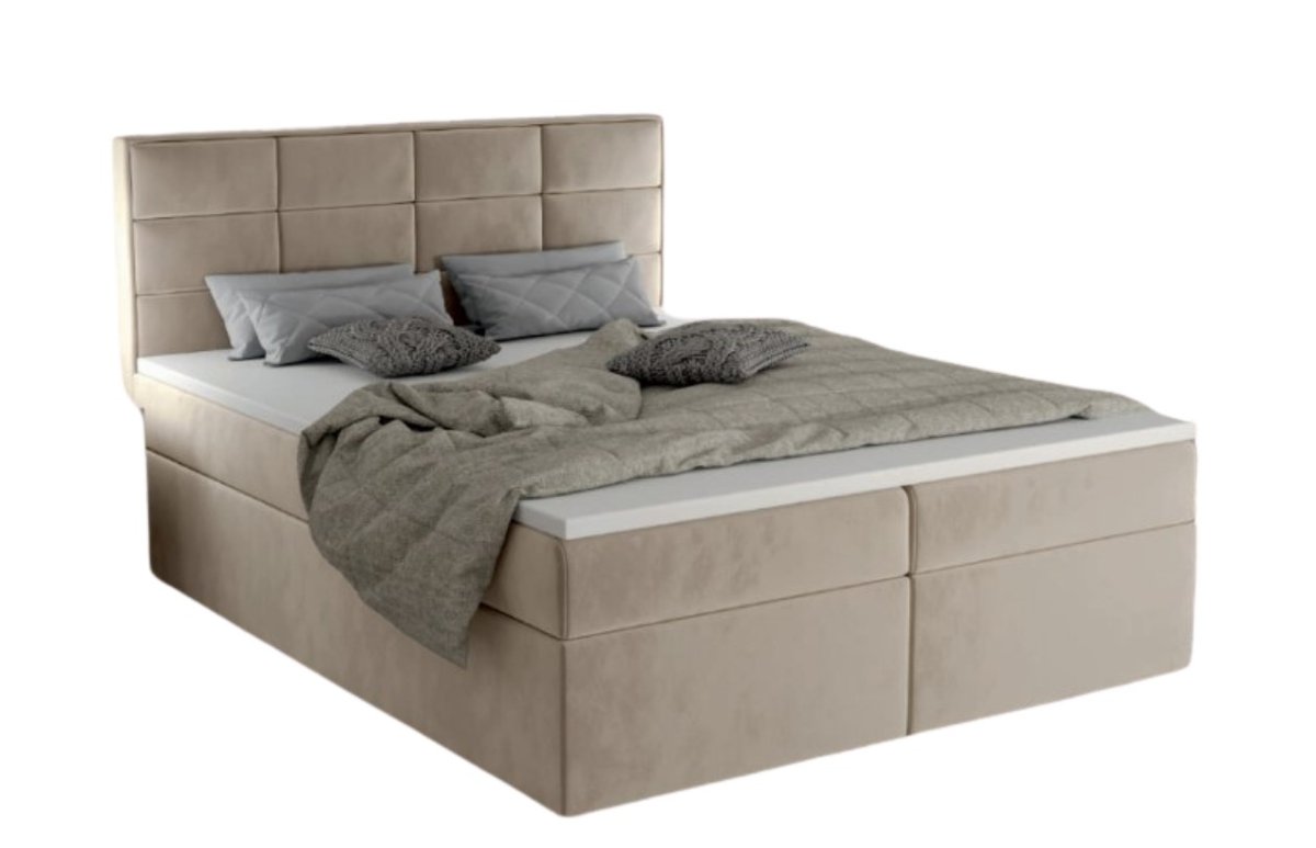 Łóżko kontynentalne KEJA 160x200 z pojemnikami i materacami WIELE ...