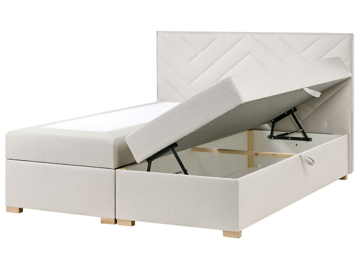 Łóżko kontynentalne z pojemnikiem ESQUIRE 180 x 200 cm Złamana biel ...