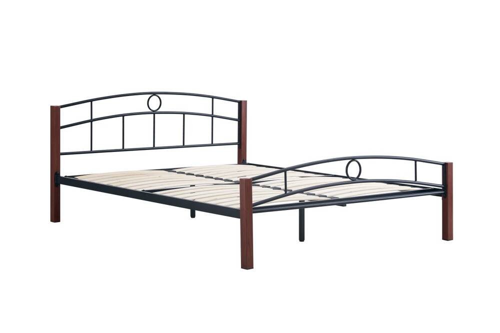 Łóżko Metalowe Nero Bed 160 Z Czarną Ramą I Drewnianymi Nogami 160X200 ...