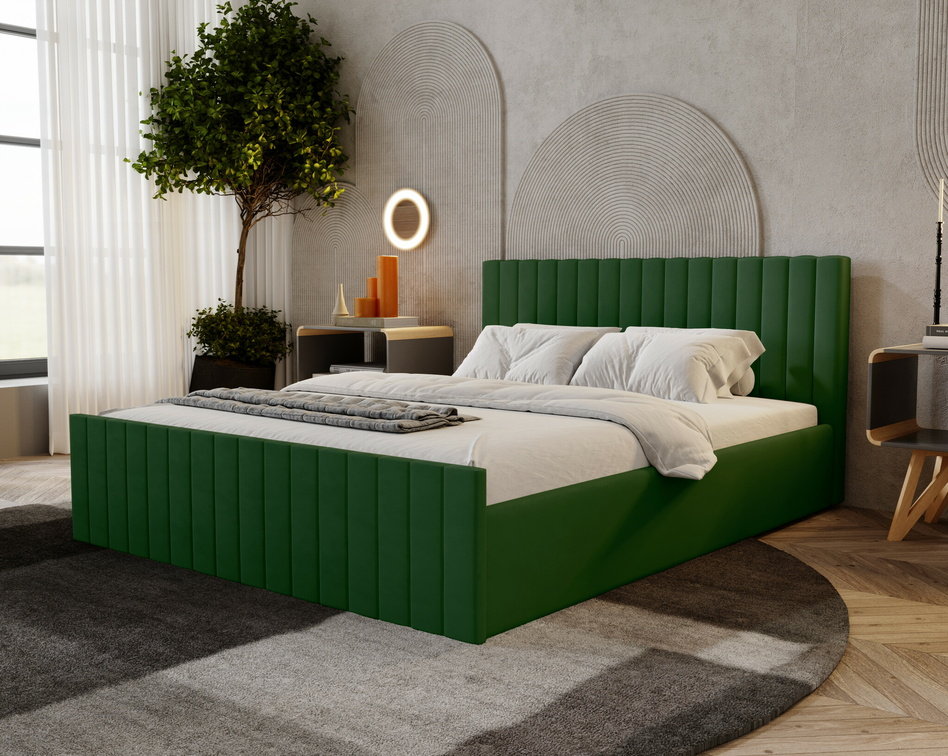 Łóżko podwójne 160x200 Billo Slim - łóżko slim z pojemnikiem i tkaniną ...