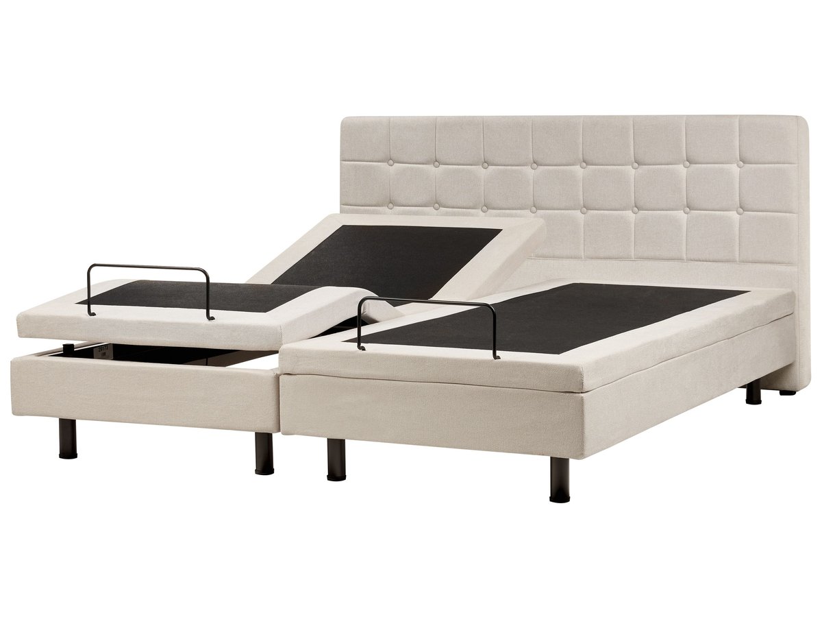 Łóżko regulowane DUKE 180 x 200 cm Jasnobeżowy - Beliani | Sklep EMPIK.COM