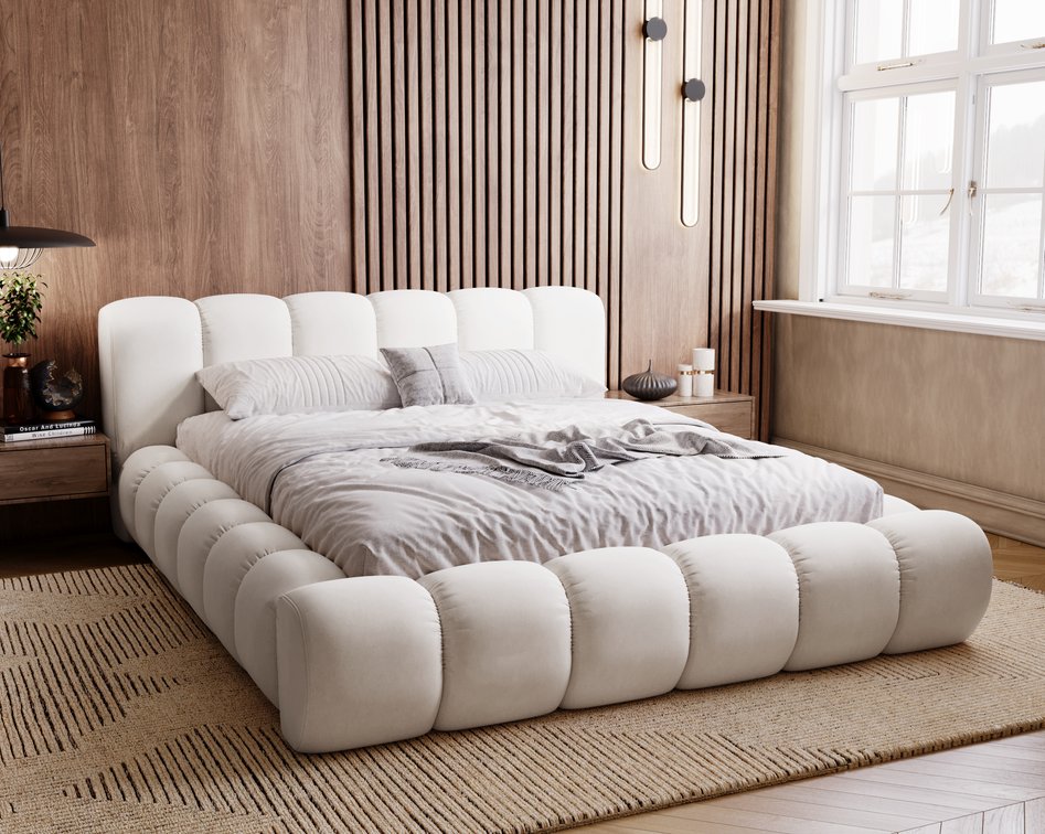 Łóżko tapicerowane 180x200 Cloud - łóżko z grubą pianką, pojemnikiem - nowoczesne łóżko ...