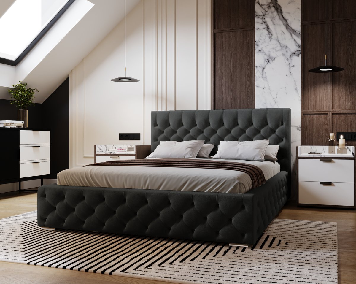 Łóżko tapicerowane chesterfield 180x200 Elira - eleganckie łóżko ...