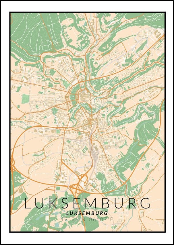 Luksemburg Mapa Kolorowa - Plakat 50X70 Cm - Galeria Plakatu | Sklep ...