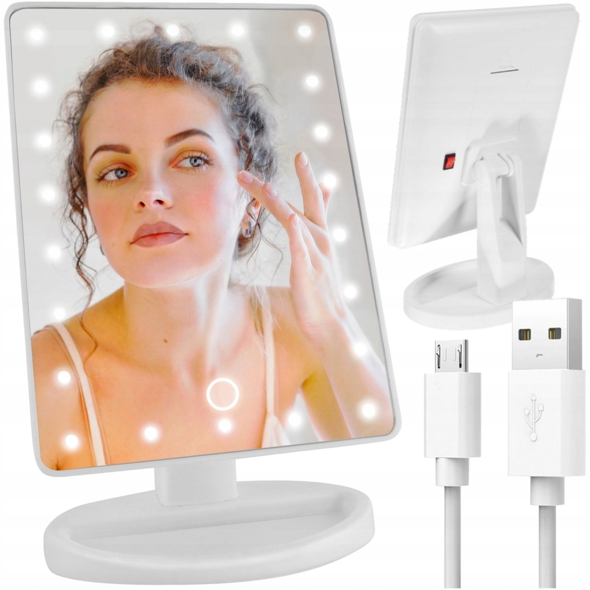 Lusterko Kosmetyczne Led Stojące Białe Podświetlane 3 Stopnie Do ...