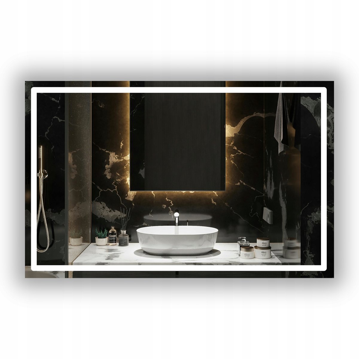 Lustro Łazienkowe Led Podświetlane 80X60 Cm 120 Diod/M Bez Ramy Pion ...
