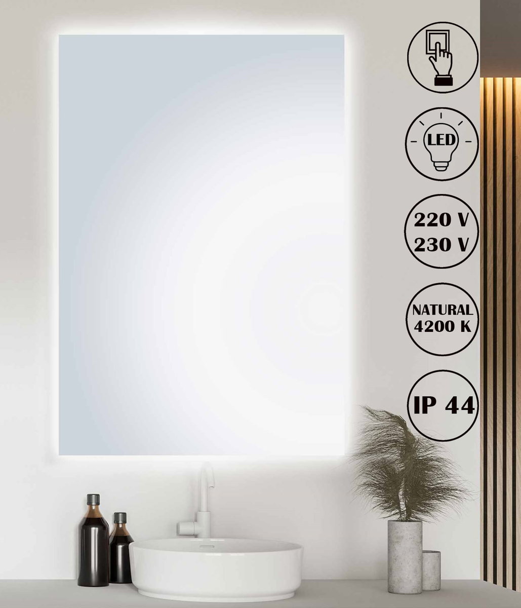 Lustro łazienkowe Luna prostokątne z oświetleniem LED 60x80 cm BD art ...