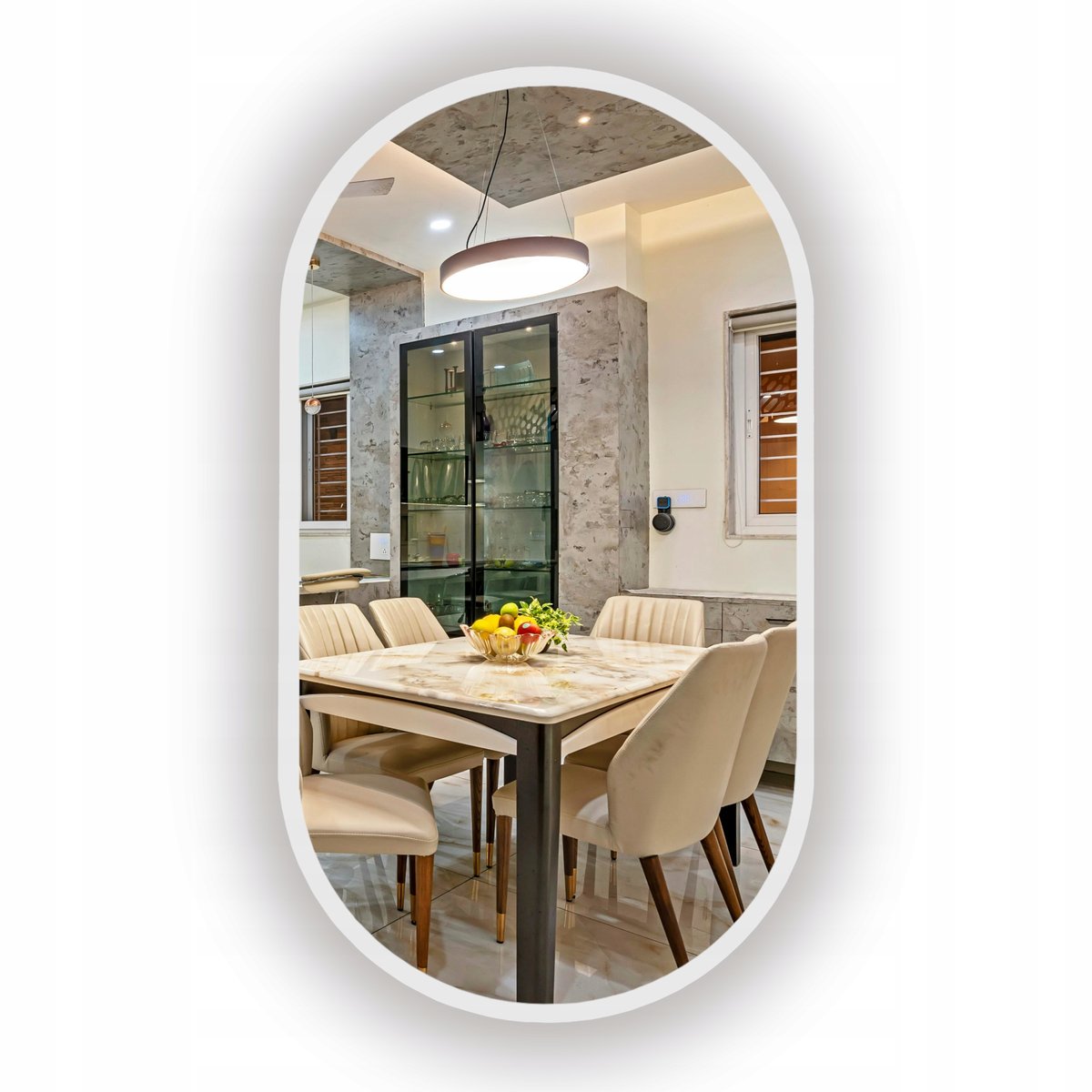 Lustro Łazienkowe Podświetlane Led Owalne W Białej Ramie 55X90 Cm ...