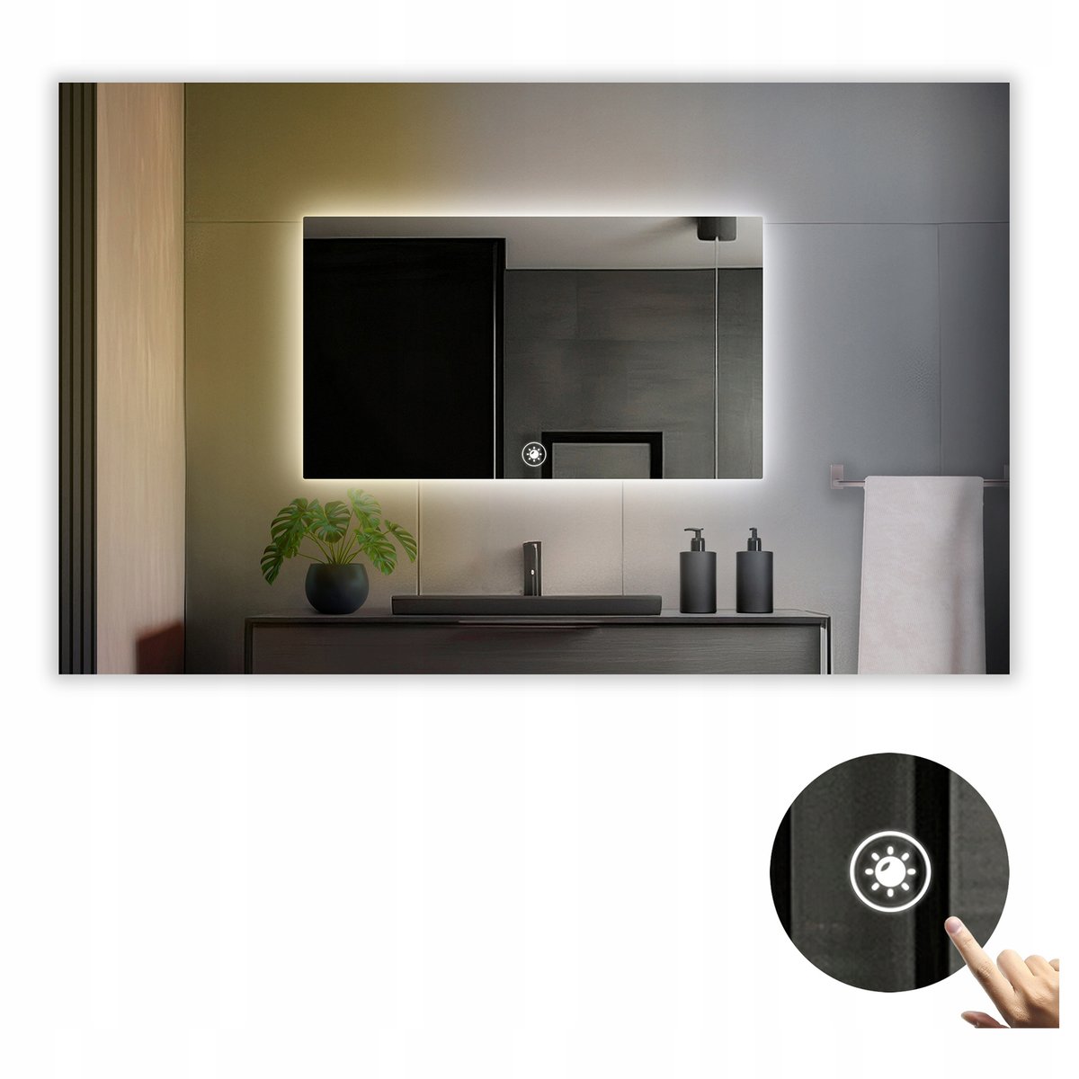 LUSTRO LED 70x50 cm COB CCT 608 LED/m 3 BARWY PODŚWIETLANE LEDOWE WŁĄCZNIK - Take a look | Sklep ...