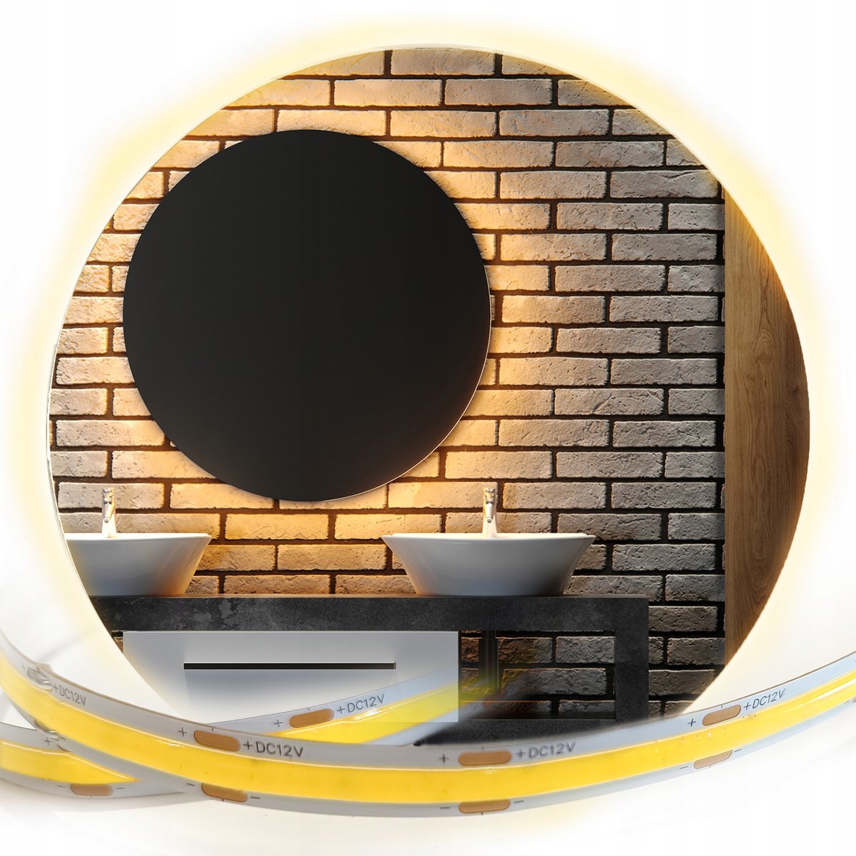 Lustro LED COB Neon okrągłe 60 MOCNE ŚWIATŁO 9,6W - fabryka luster ...