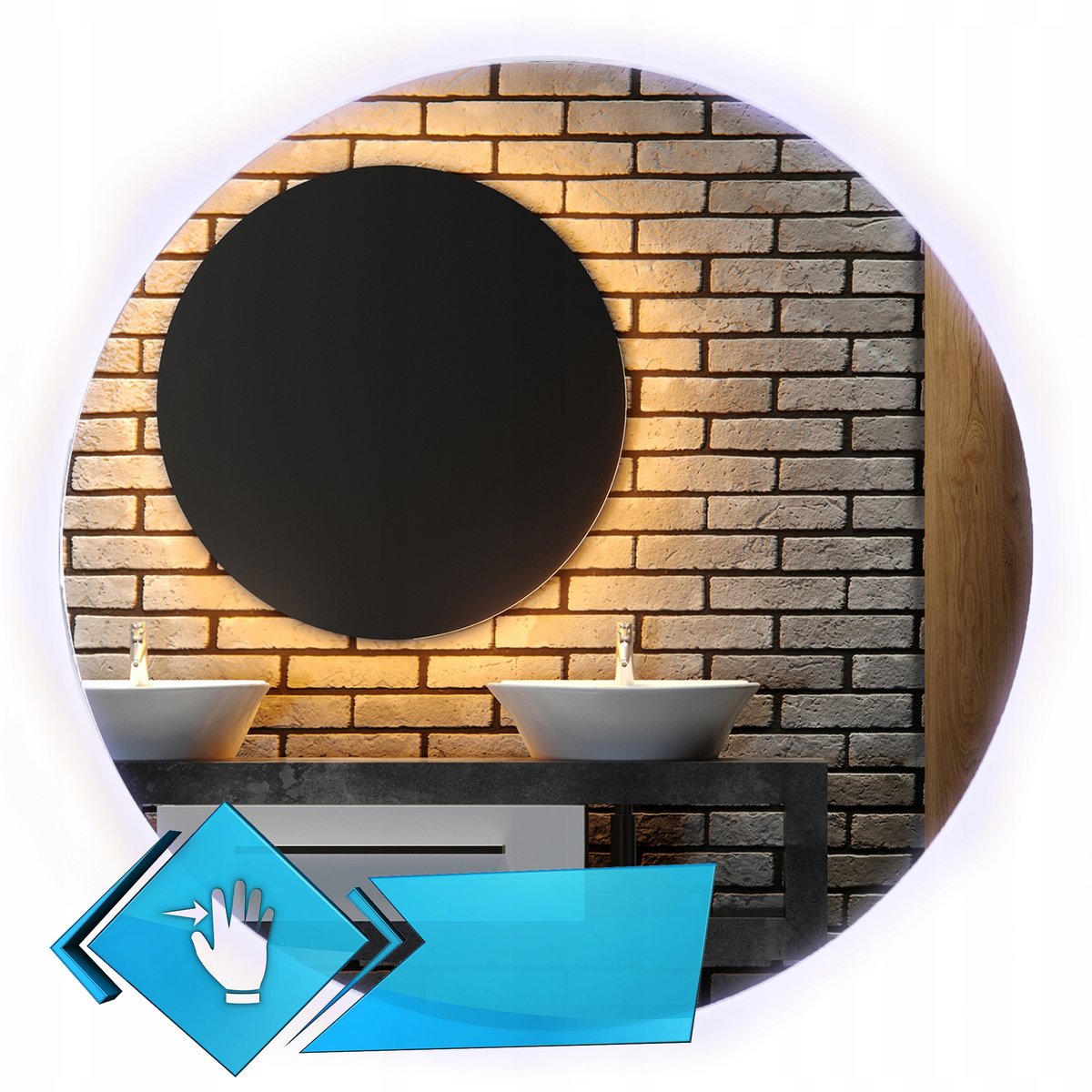 Lustro LED okrągłe 80 MOCNE ŚWIATŁO 9,6W sensor - fabryka luster ...
