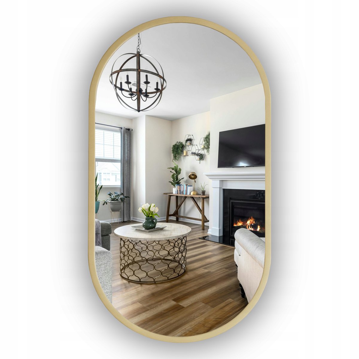 Lustro Led Podświetlane Złote Owalne W Ramie 75X40 Cm - SkyMel | Sklep ...