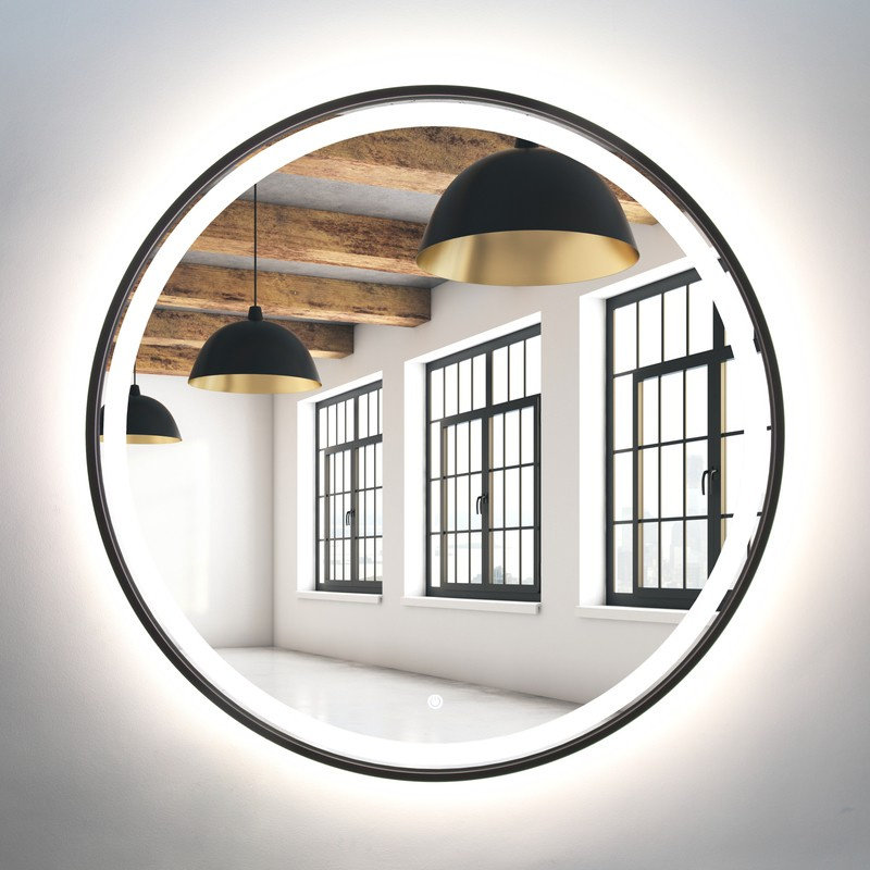 Lustro LOFT Okrągłe podświetlane LED czarne 80 cm - Lawabo Mebel ...