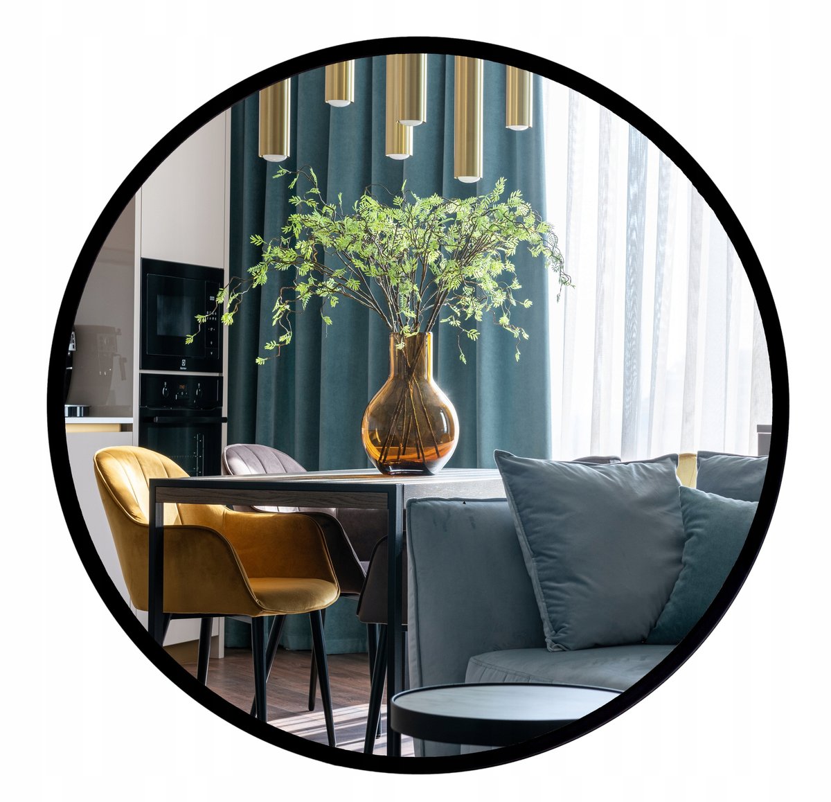 Lustro Okrągłe 60 Cm Czarna Rama Ścienne Wiszące - SkyMel | Sklep EMPIK.COM