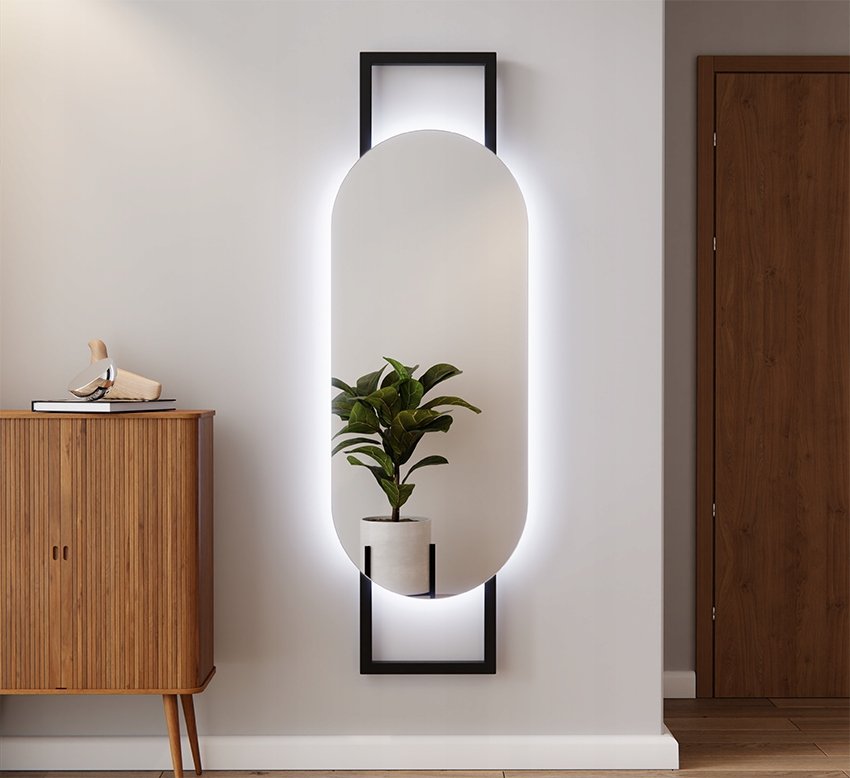 Lustro Owalne Szlif LED na Ramie 50x160 - Galakor | Sklep EMPIK.COM