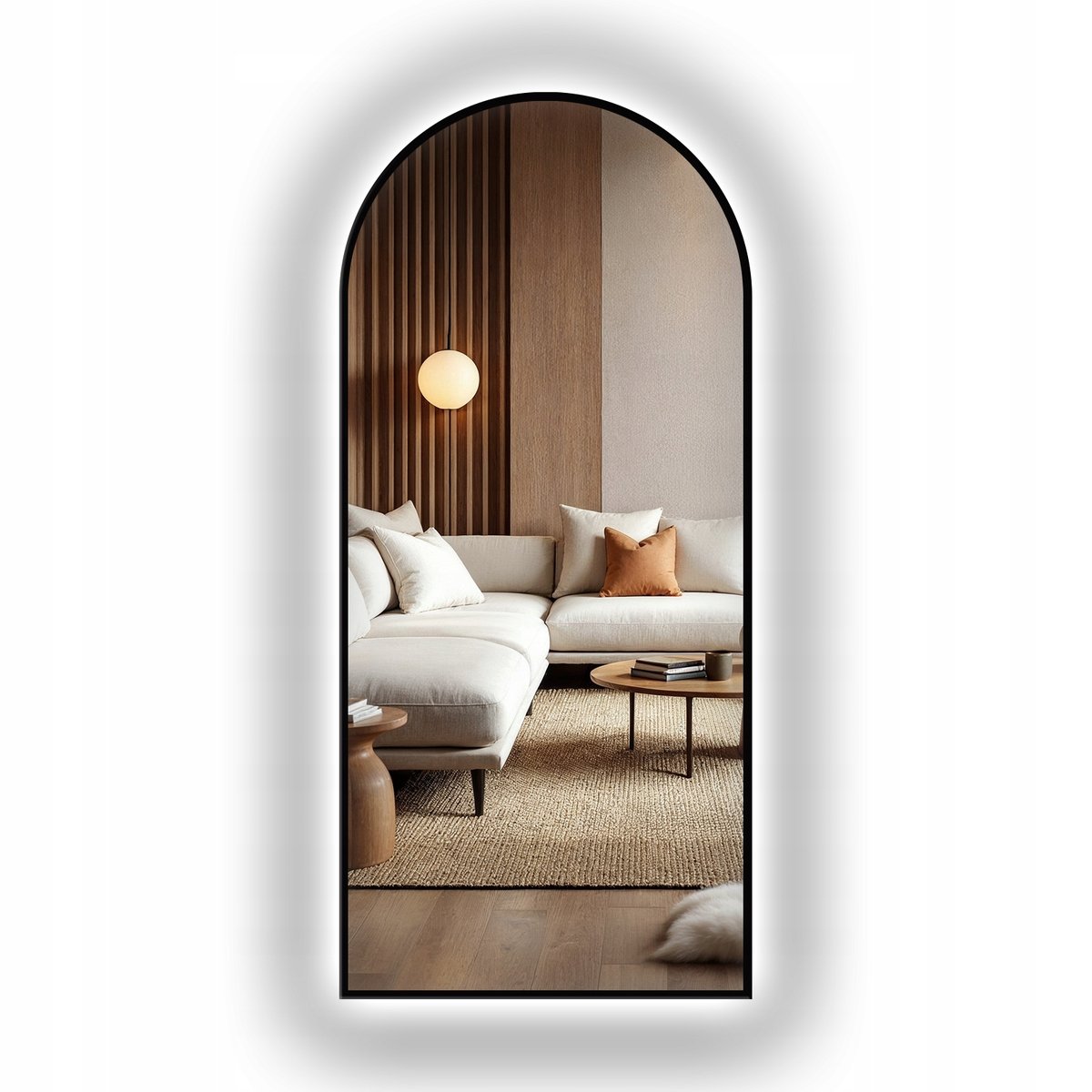 Lustro Półowalne Ścienne Rama Aluminiowa Czarna Led 50X170 Aurora ...