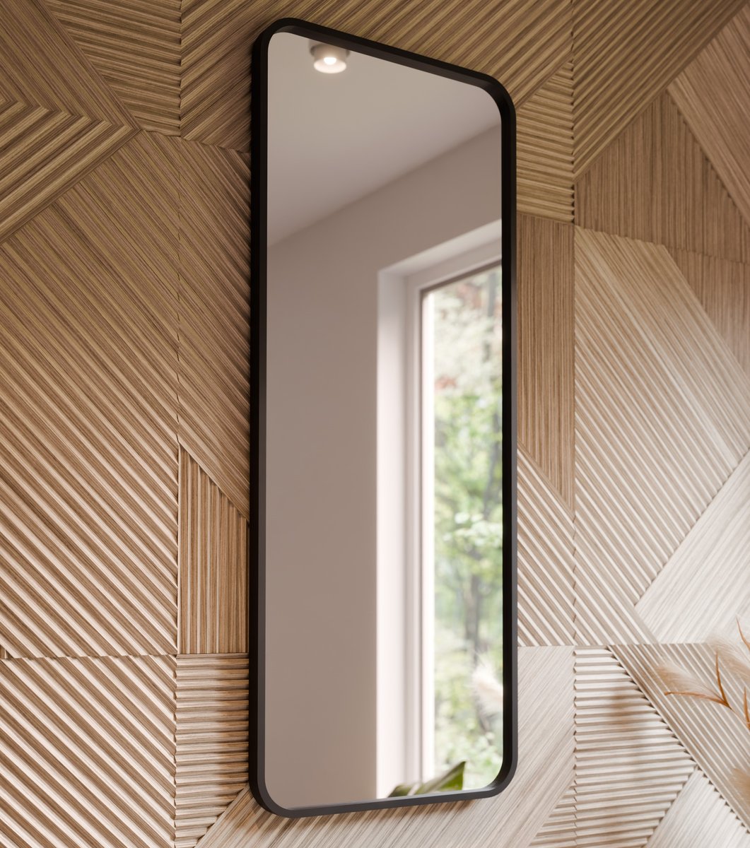 Lustro prostokątne z zaokrąglonymi rogami 120x50 cm czarna rama do ...