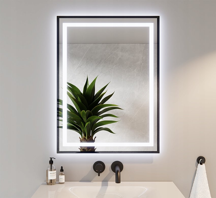 Lustro Ścienne Piaskowane LED 50x70CM - Galakor | Sklep EMPIK.COM