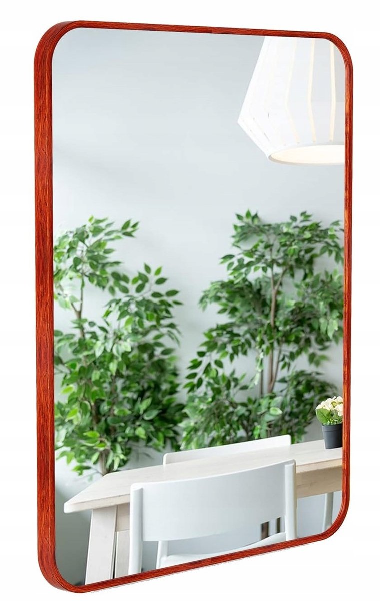 LUSTRO ŚCIENNE PROSTOKĄTNE 60x90cm KLASYCZNE CZERWONA RAMA - inna (Inny ...