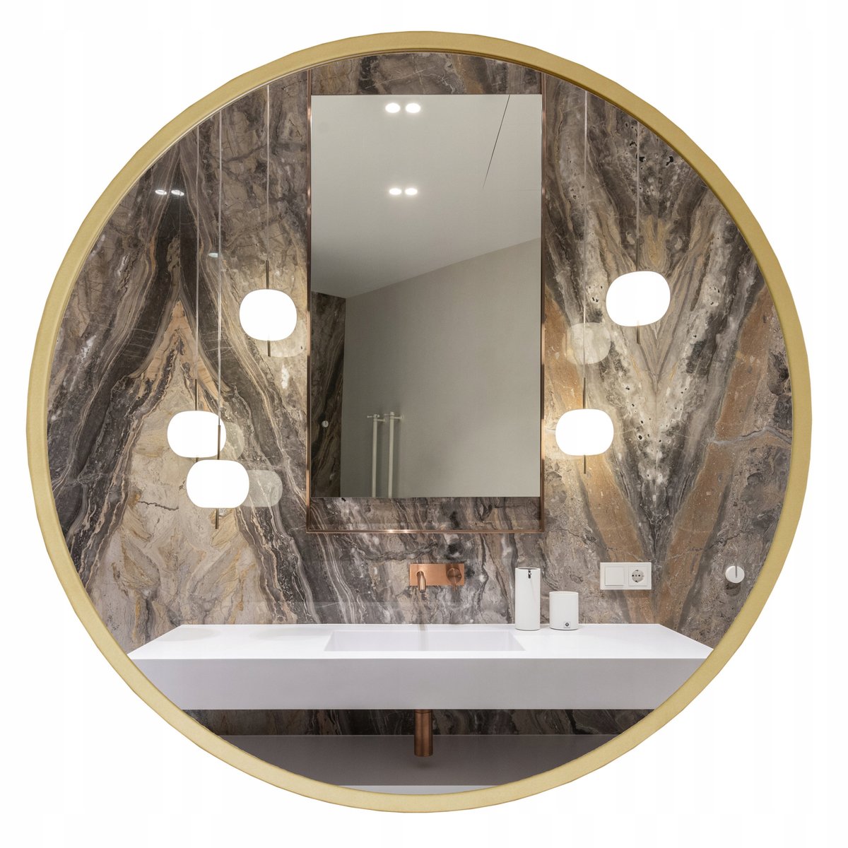 Lustro Ścienne Wiszące 80 Cm Okrągłe W Ramie Złote - SkyMel | Sklep ...