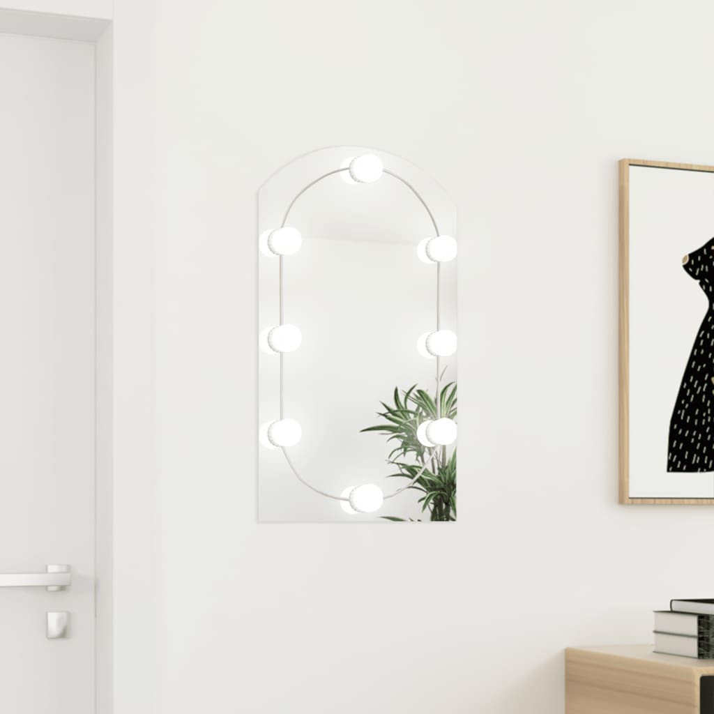 Lustro z lampami LED, 70x40 cm, szklane, z łukiem - VMP | Sklep EMPIK.COM
