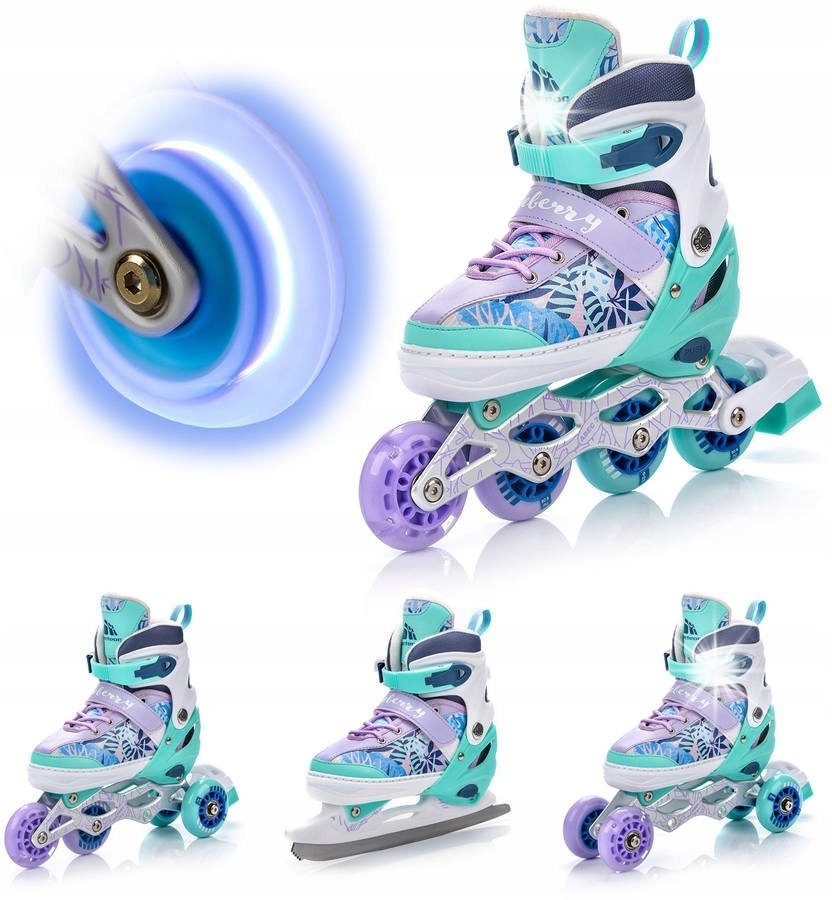 Łyżworolki 4w1 Rolki Rekreacyjne Łyżwy Regulowane Wrotki Rolko-Wrotki ...
