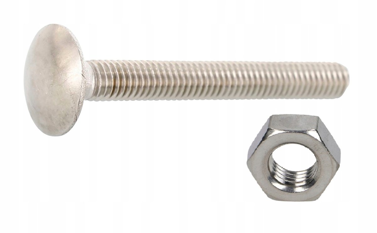 M 6x60 ŚRUBA ZAMKOWA GRZYBKOWA + NAKRĘTKA M6 A2 Nierdzewna ŚRUBY 50 kpl ...