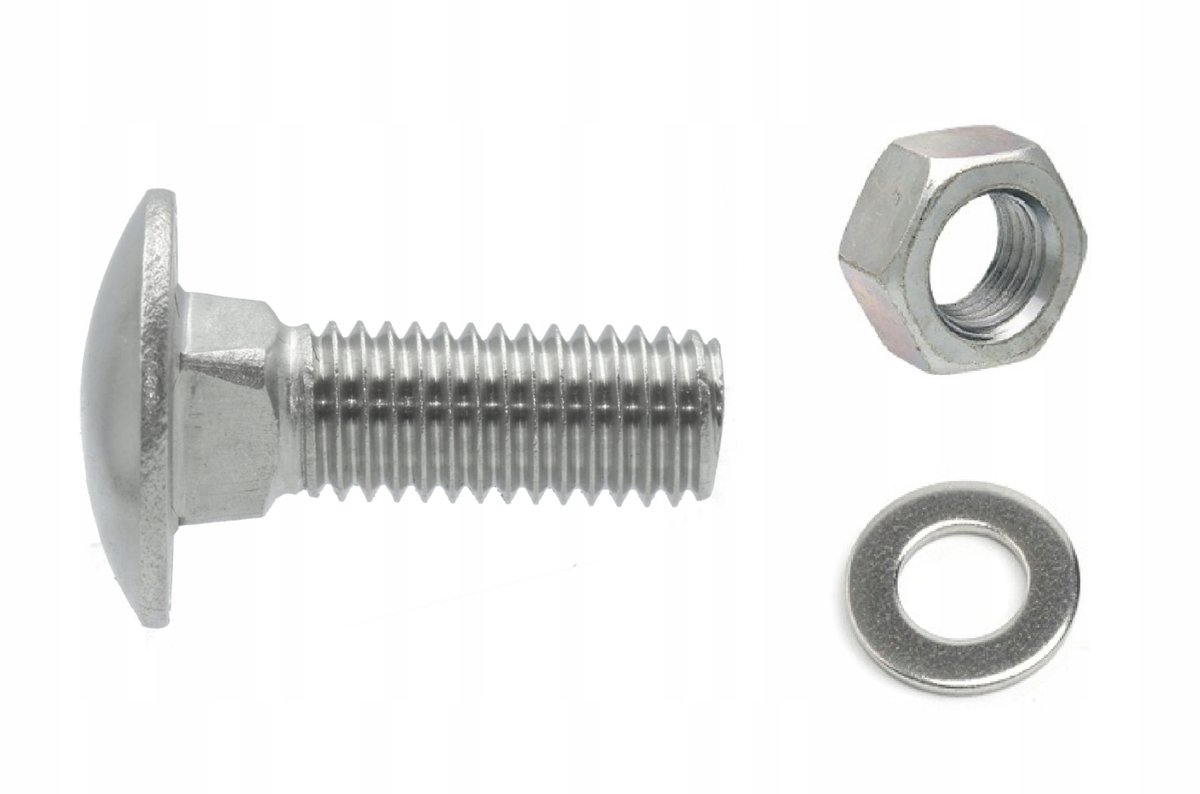 M6x30 ŚRUBA ZAMKOWA OCYNKOWANA + NAKRĘTKA + PODKŁADKA 50 kpl - Maro ...