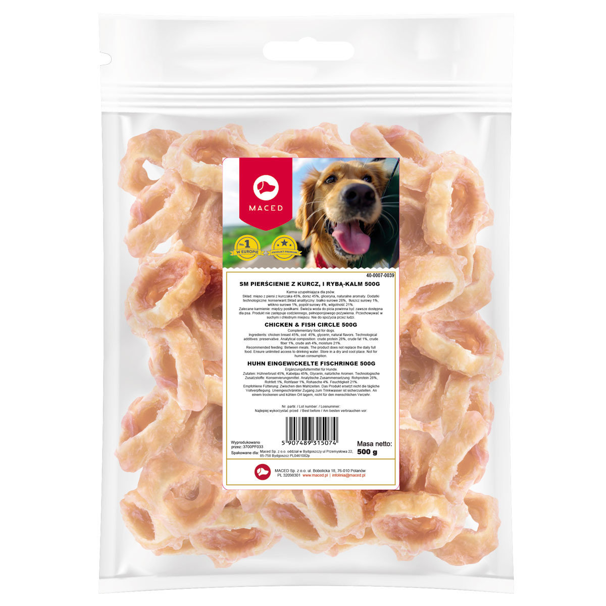 Maced Pierścienie Z Kurczakiem Rybą I Kalmarami 500G - Maced | Sklep ...