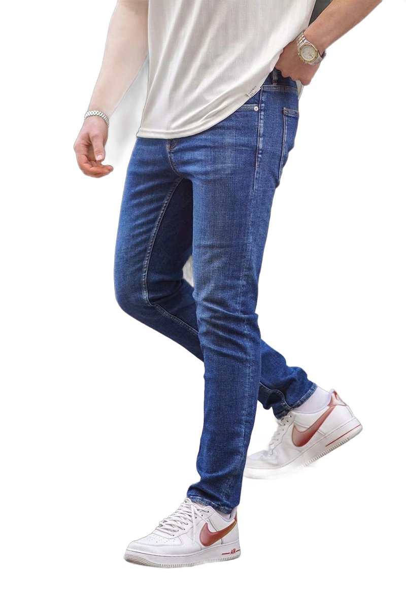 MADMEXT SPODNIE MĘSKIE CASUAL RURKI NIEBIESKIE Z PRZETARCIAMI 31 5DA ...