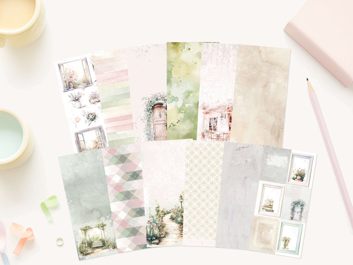 MAGIC GARDEN -Papiery Notebook -zestaw 18 papierów 10x21 cm /paper set ...