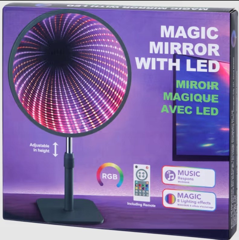 Magiczne Lustro LED Infinity Light 3D Świetlny Tunel Dekoracja Pokoju ...