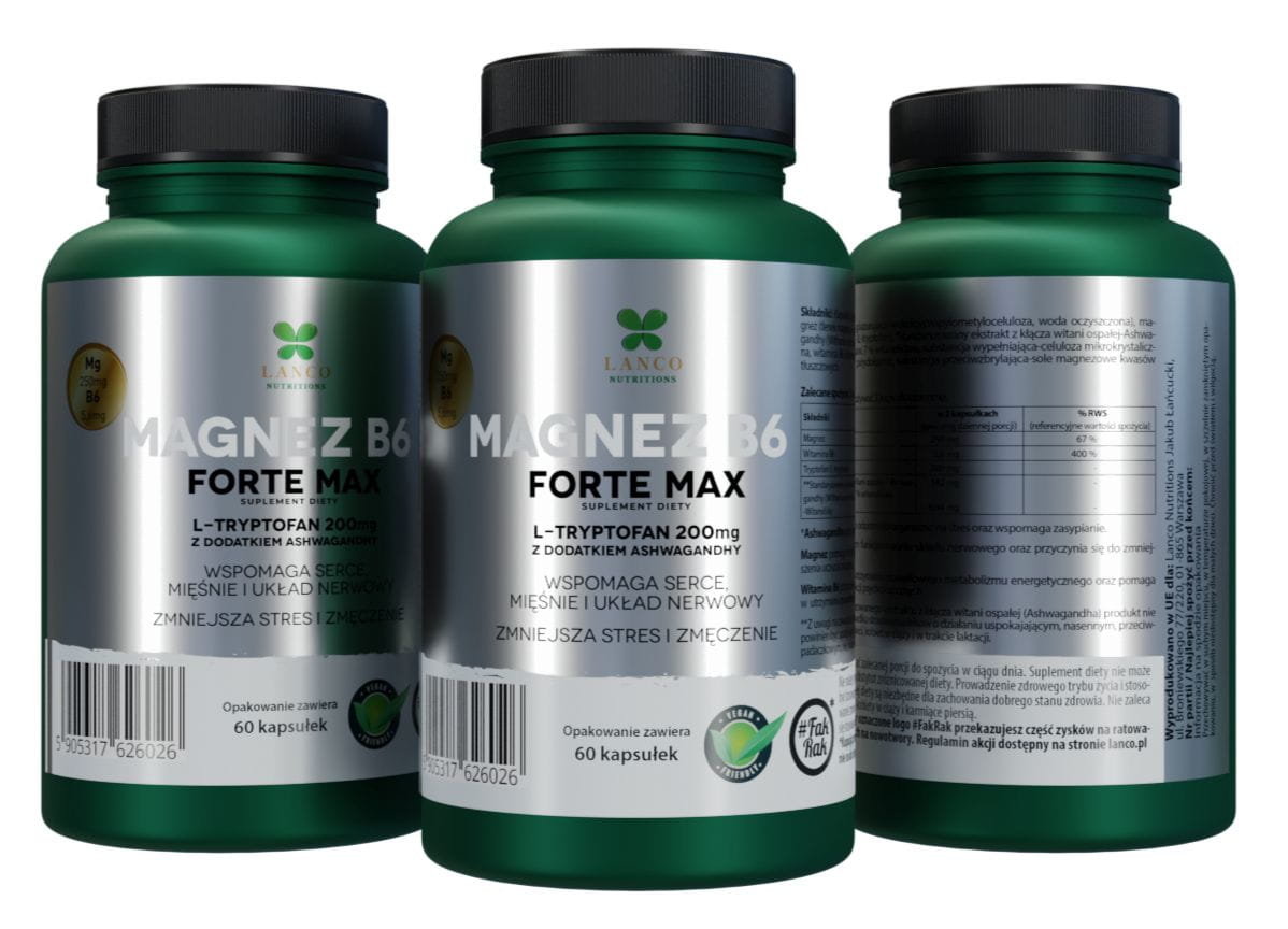 MAGNEZ B6 FORTE MAX 250MG L-TRYPTOFAN ASHWAGANDHA Lanco | Sklep EMPIK.COM