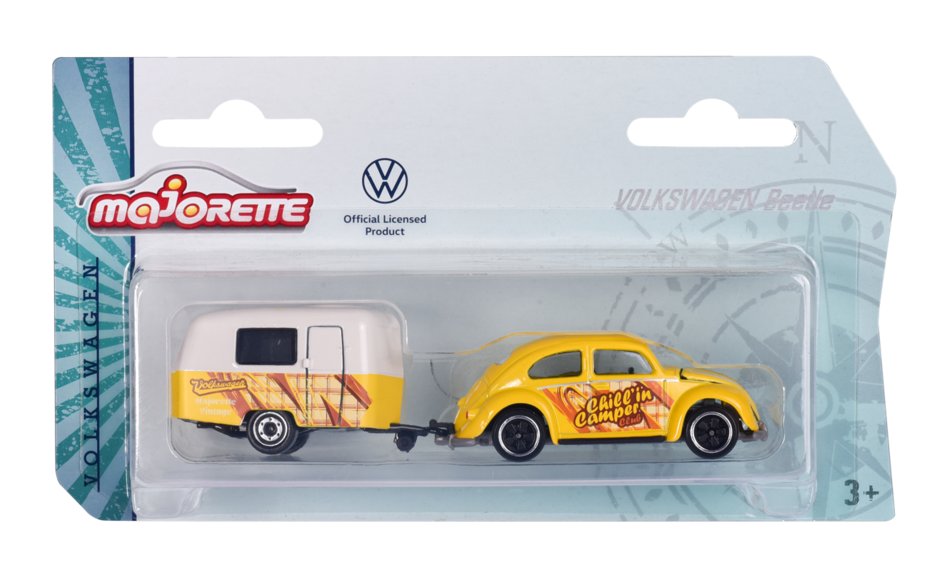 Majorette Vw Volkswagen Beetle Żółty Z Przyczepą 1:64 - Majorette ...