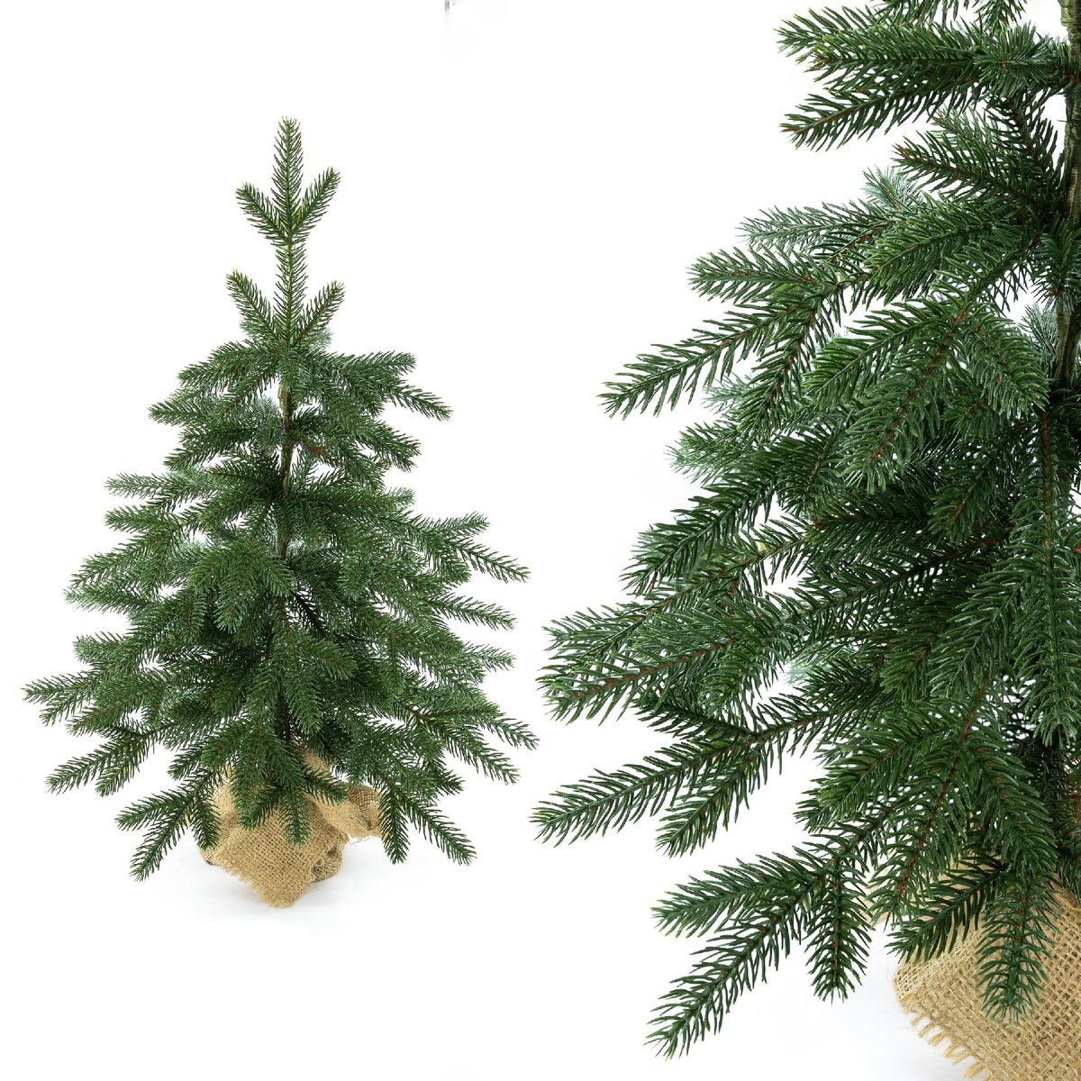 Mała Choinka 65 cm MINI Świerk PREMIUM 3D 100% PE jak żywa jutowy worek ...